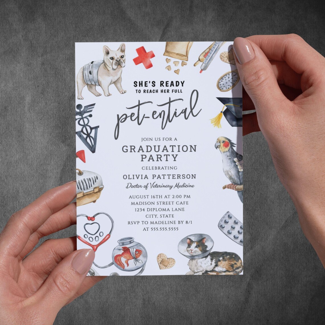 Veterinary Graduation Invitation, Veterinarian DVM School Graduation ...