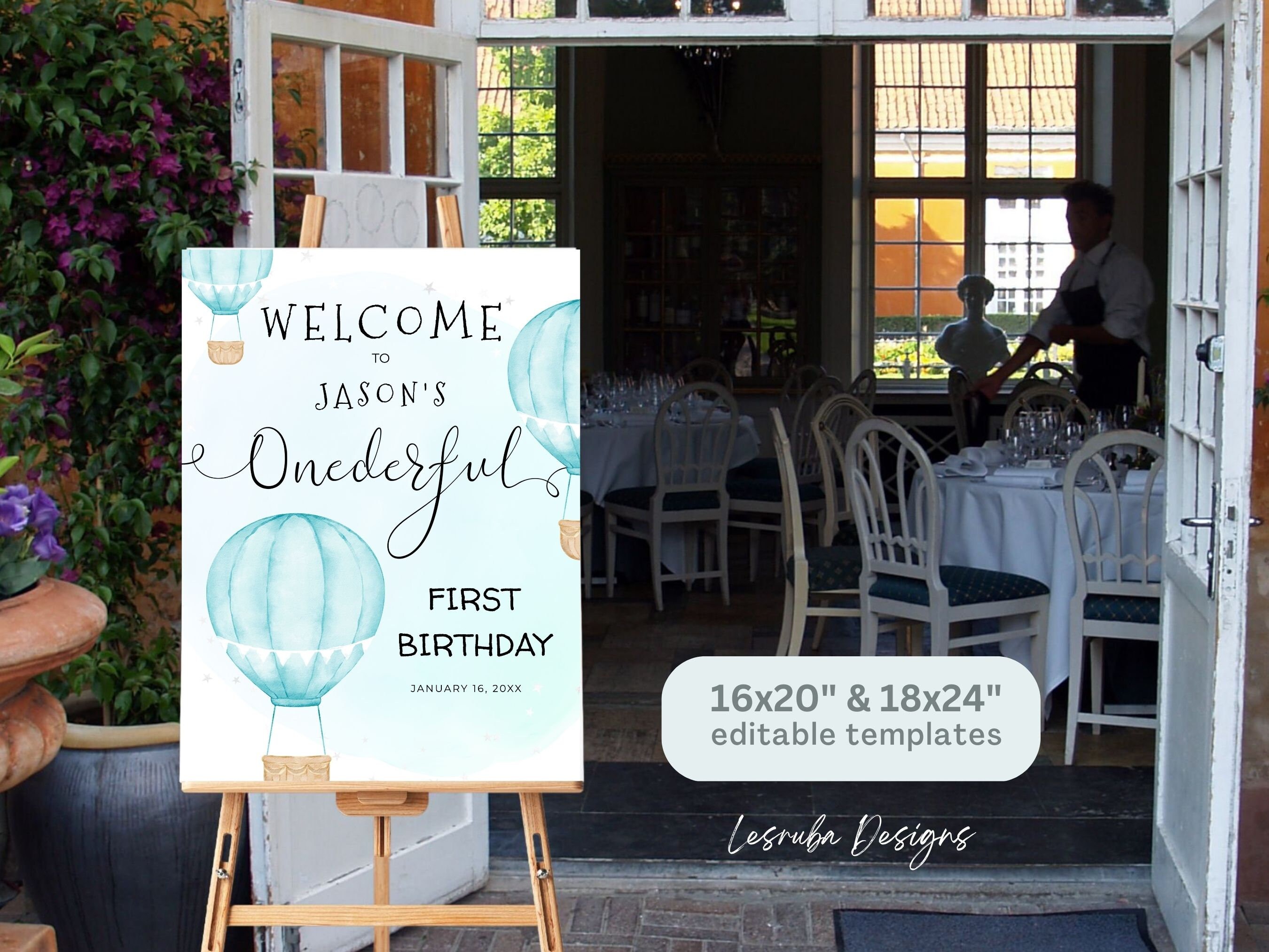 Boys 1st Birthday Welcome Poster Onederful World Birthday Sign First ...