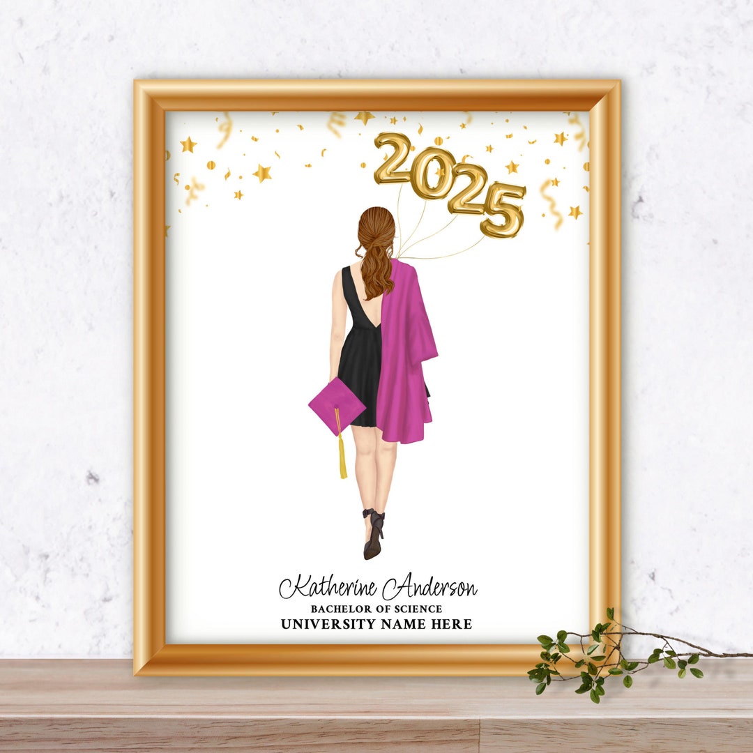 Personalized Graduation Gift, Custom Female Portrait Graduation Wall ...