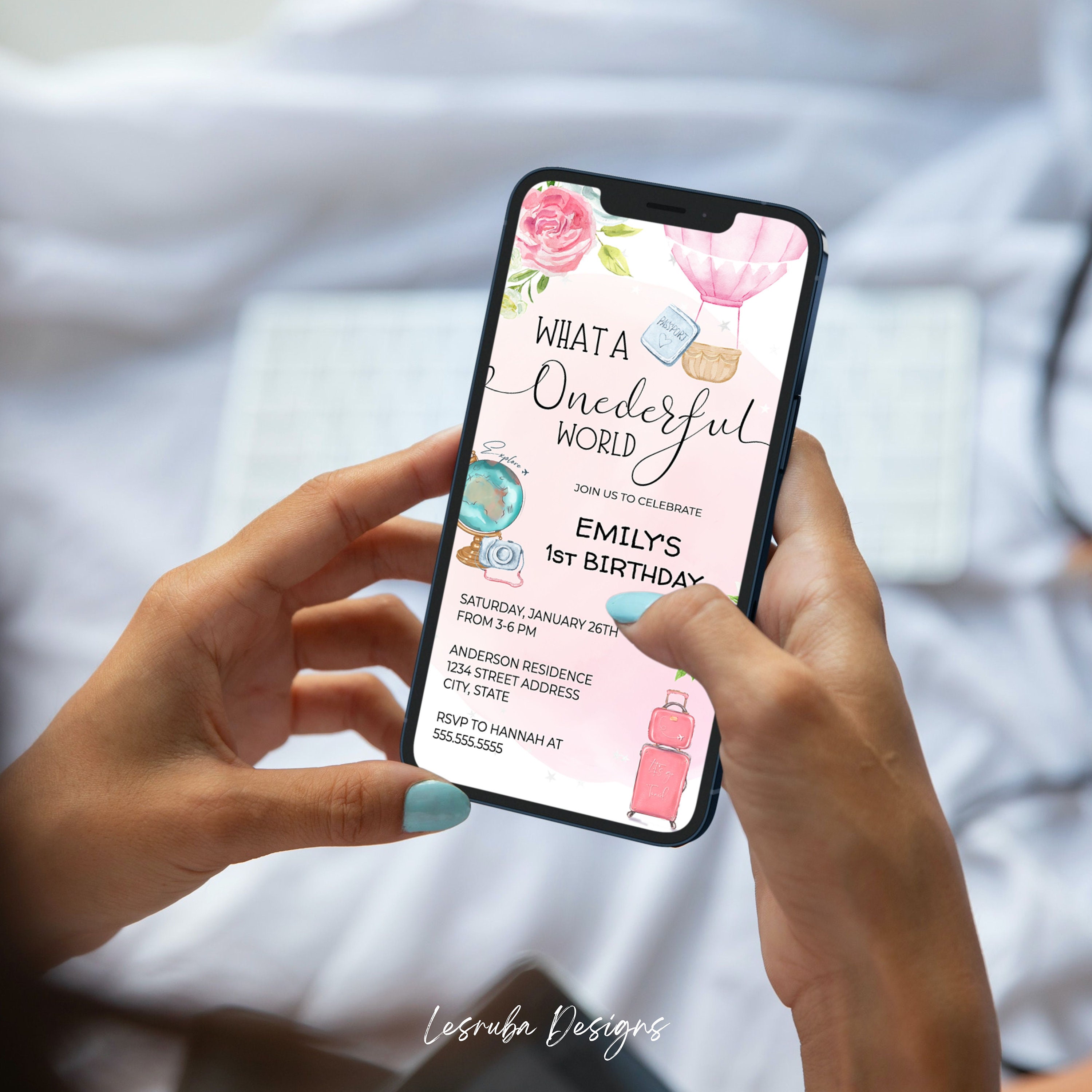 Pink First Birthday Invitation Set Onederful Invitation, Girl 1st ...