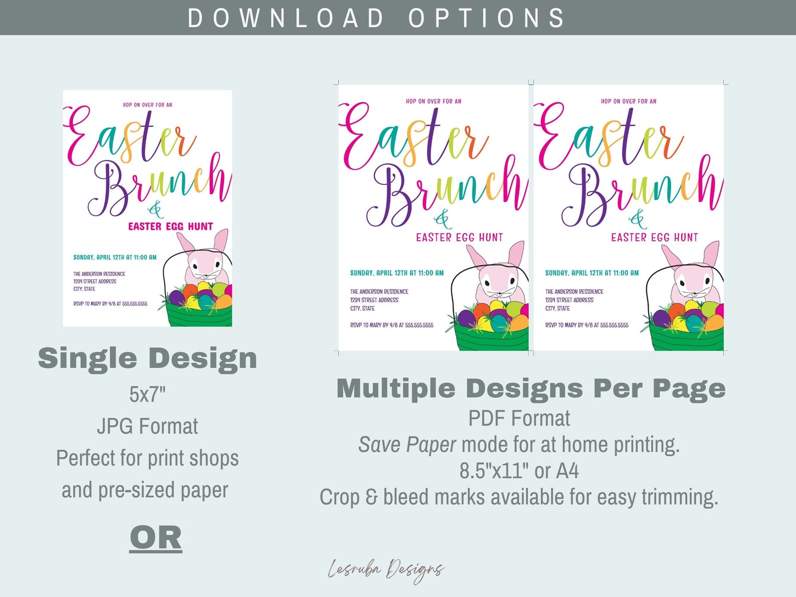 Easter Brunch Invitation, Easter Egg Hunt and Easter Brunch Invite ...