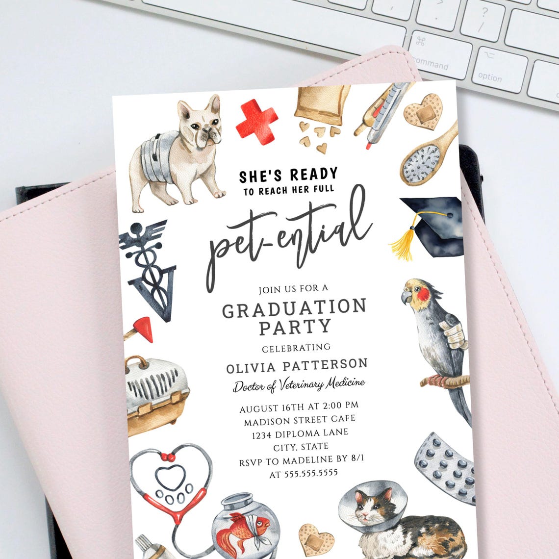 Veterinary Graduation Invitation, Veterinarian DVM School Graduation ...