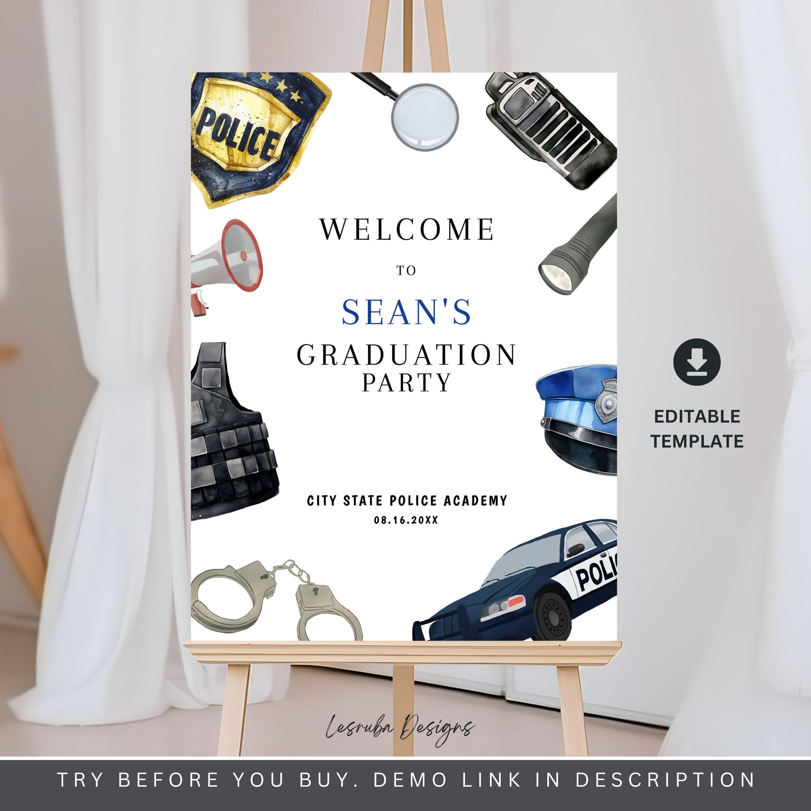 Police Graduation Welcome Sign, Police Academy Grad Party Poster ...
