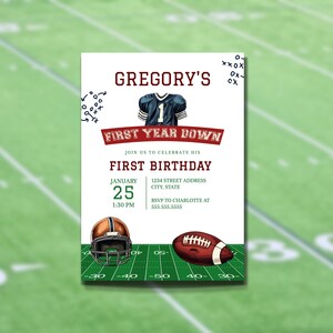 Football First Birthday Invitation, Editable 1st Birthday Invite, First ...