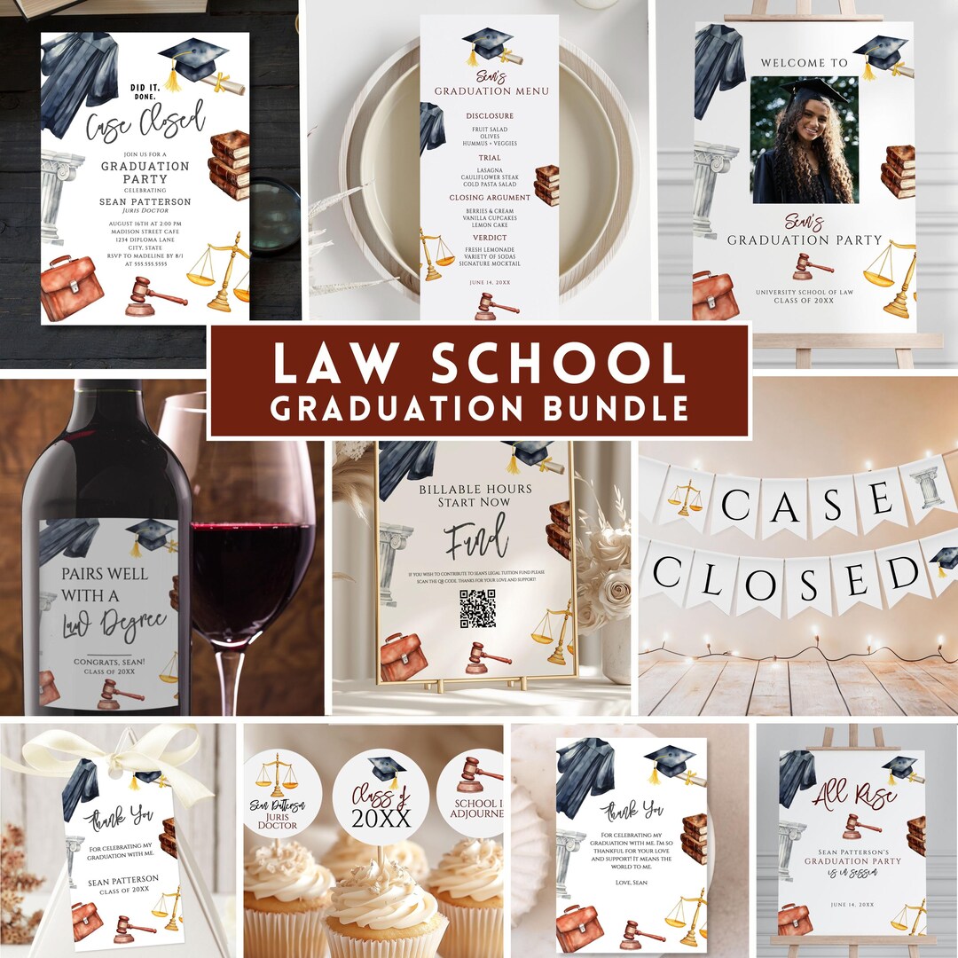 Law School Graduation Bundle, Grad Party Decorations, Law Grad Decor ...