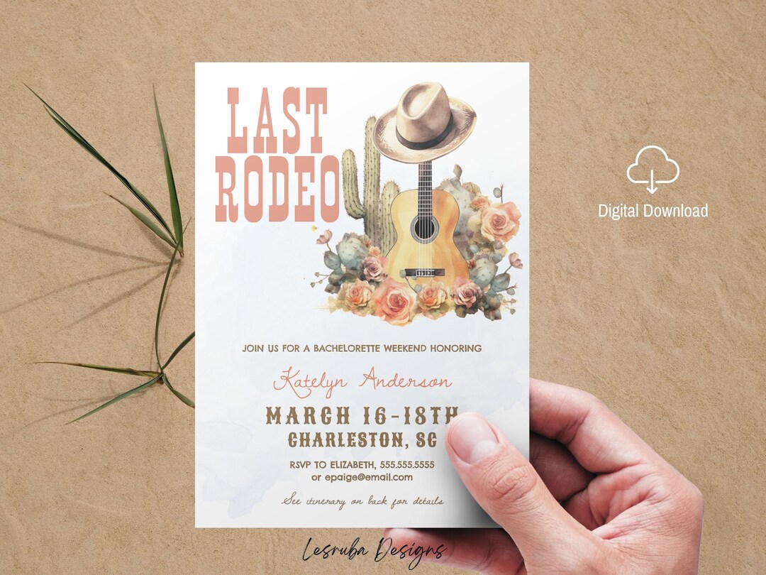 Last Rodeo Bachelorette Invitation Template Country Western ...