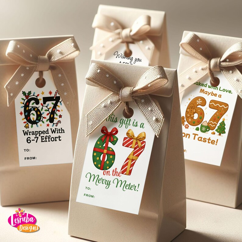 6-7 Christmas Gift Tag Set, Six Seven Holiday Tags, Instant Download ...