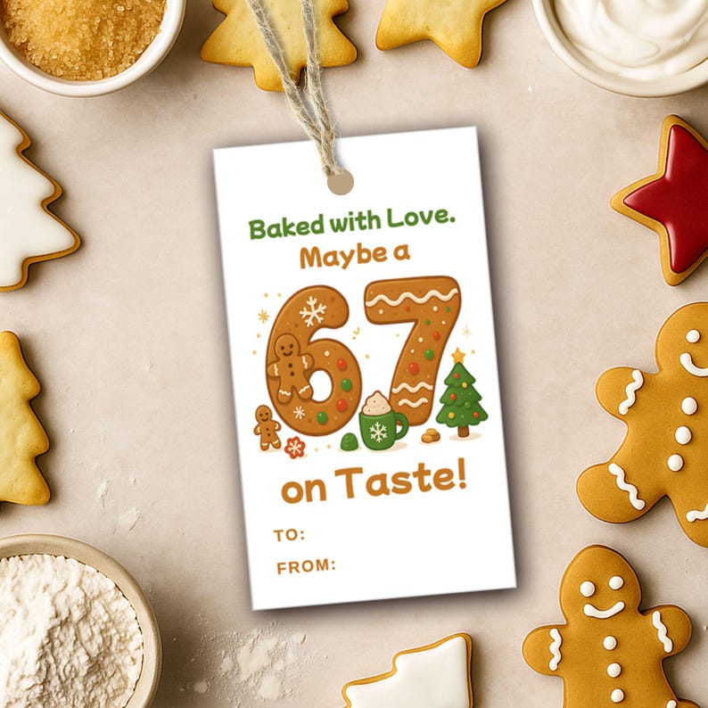 6-7 Christmas Gift Tag Set, Six Seven Holiday Tags, Instant Download ...