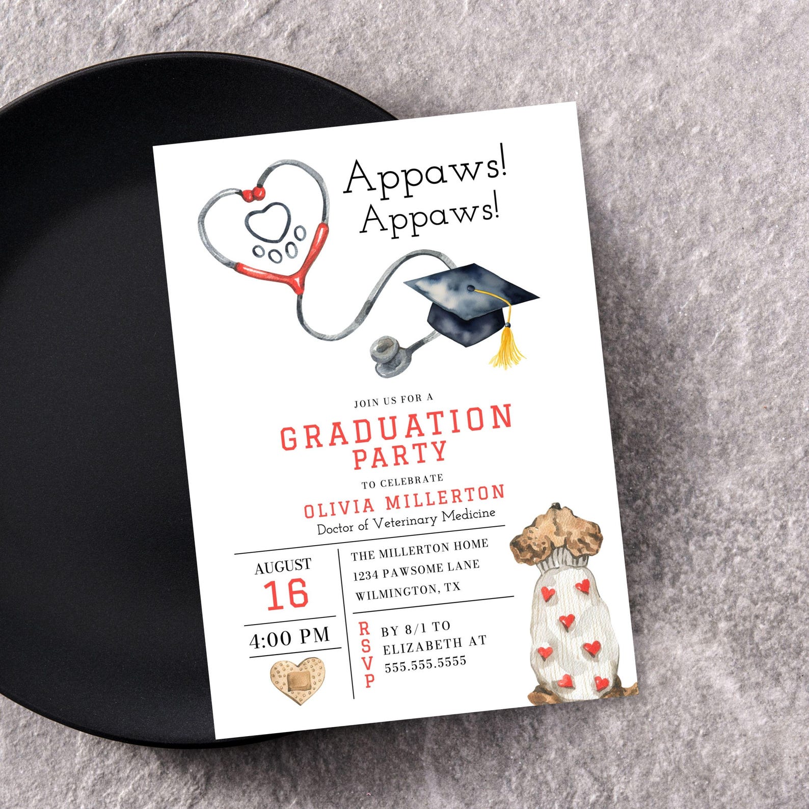 Veterinary Graduation Invitation, Veterinarian DVM School Graduation ...