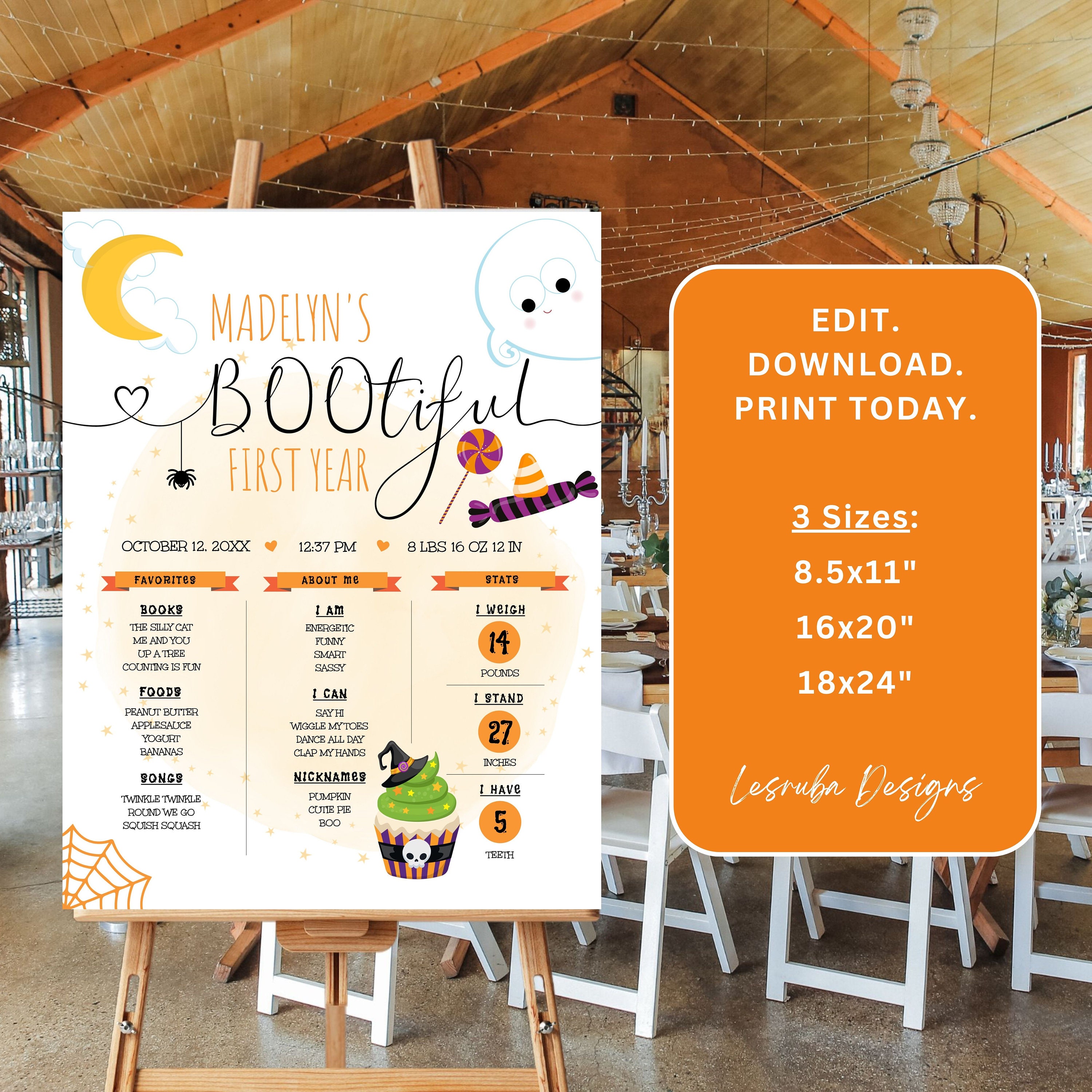 Halloween Baby Milestone Sign, Spooky One Milestone Poster, First Year ...