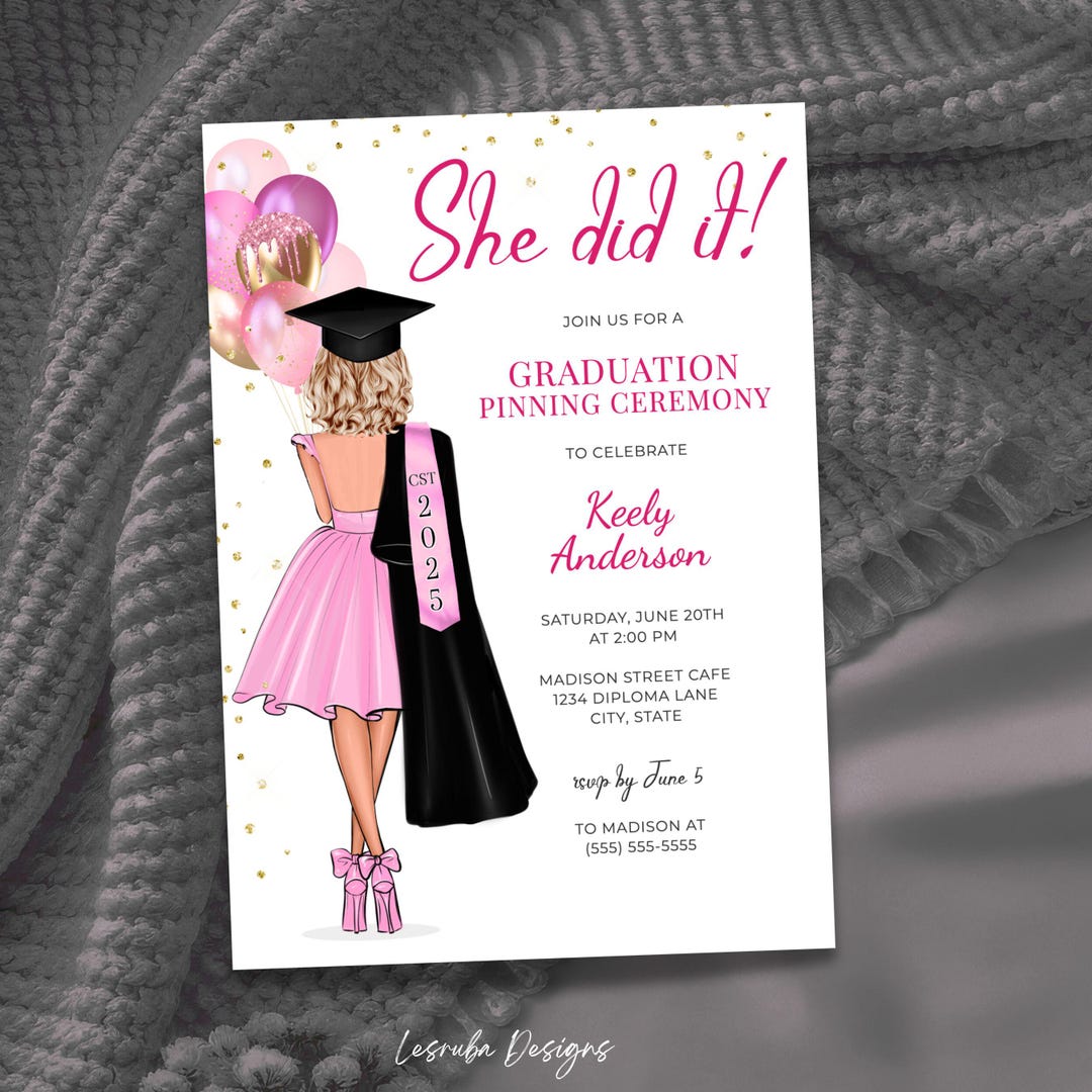 Surgical Technologist Pinning Ceremony Invitation, Chic Graduation ...