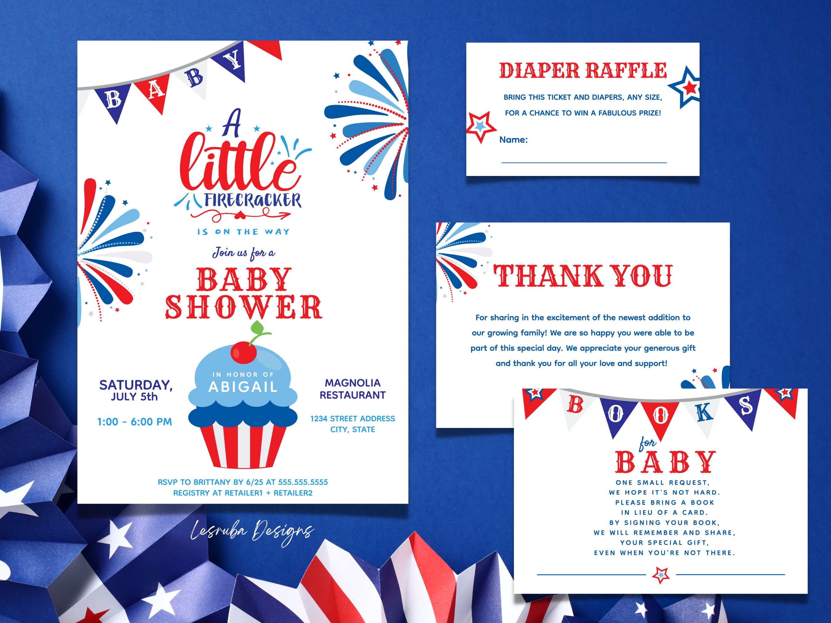4th of July Baby Shower Invitation, Little Firecracker July 4 Baby ...