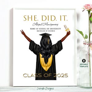 She Did It Graduation Gift, Personalized Graduate Poster Grad Gift for ...