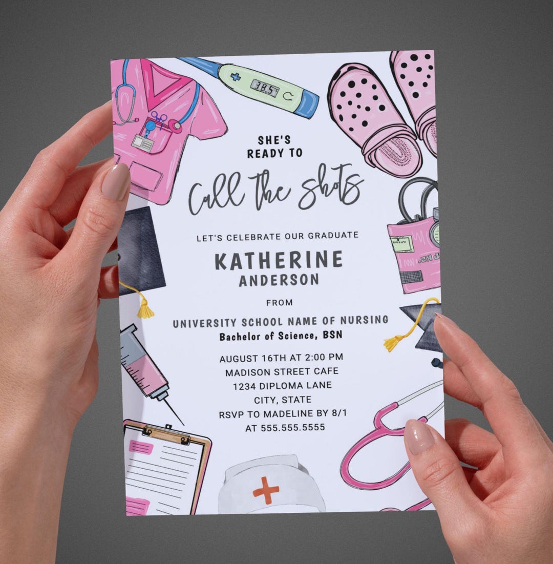 Ready to Call the Shots Nurse Graduation Invitation, RN BSN Nursing ...