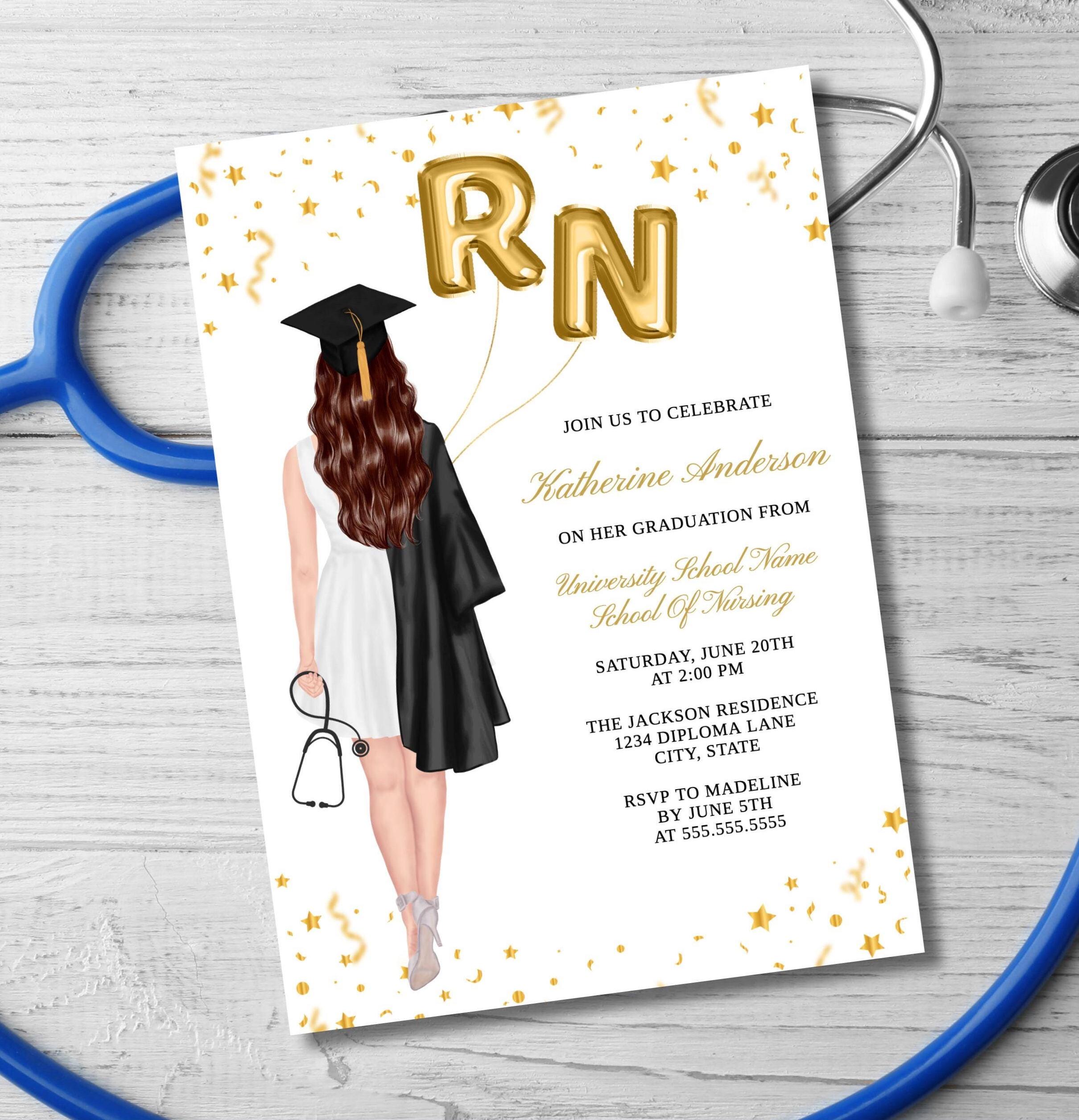 Nurse Graduation Invitations Etsy Custom Graduation Cap Invitation