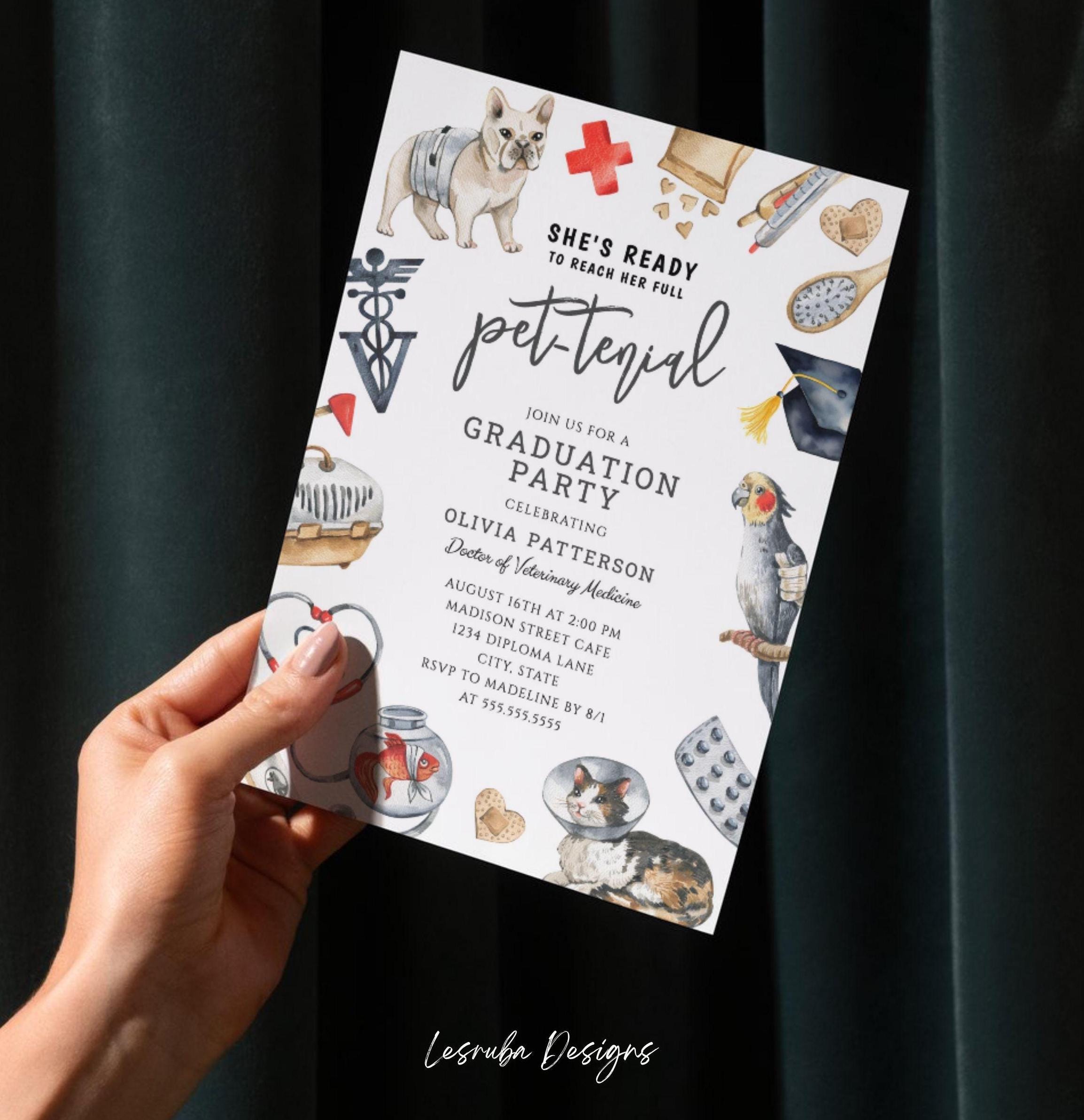 Veterinary Graduation Invitation, Veterinarian DVM School Graduation ...