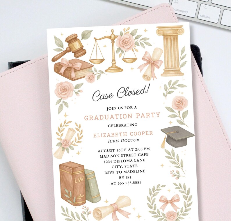 Law School Graduation Party Invitation, Juris Doctor Female Grad Party ...