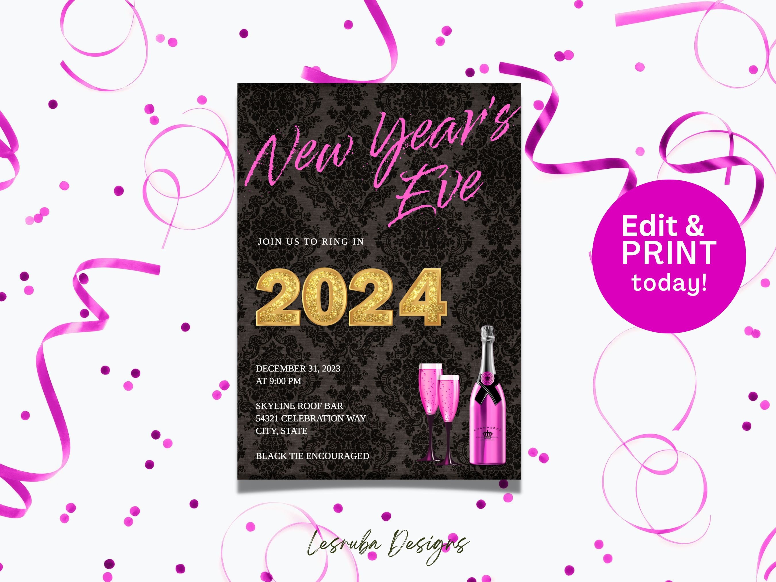 EDITABLE New Year's Eve Invitation Template, NEW YEARS Party Invitation ...