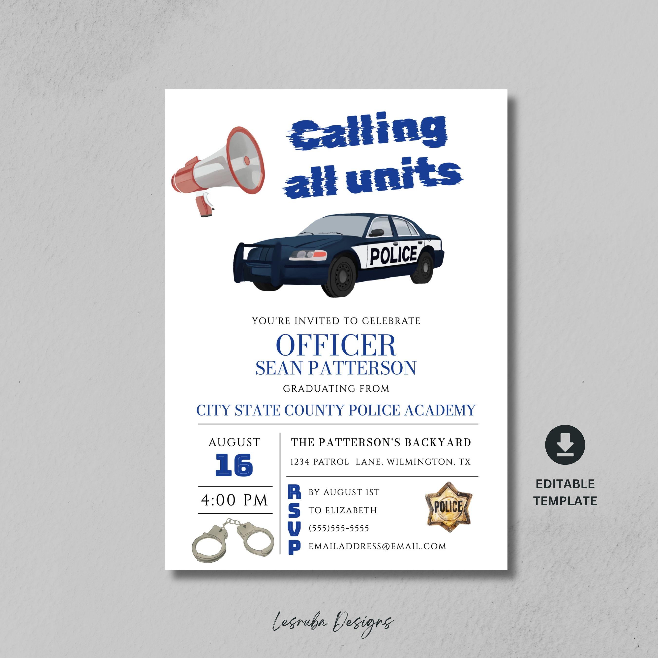 Police Graduation Party Invitation, Police Academy Graduation ...