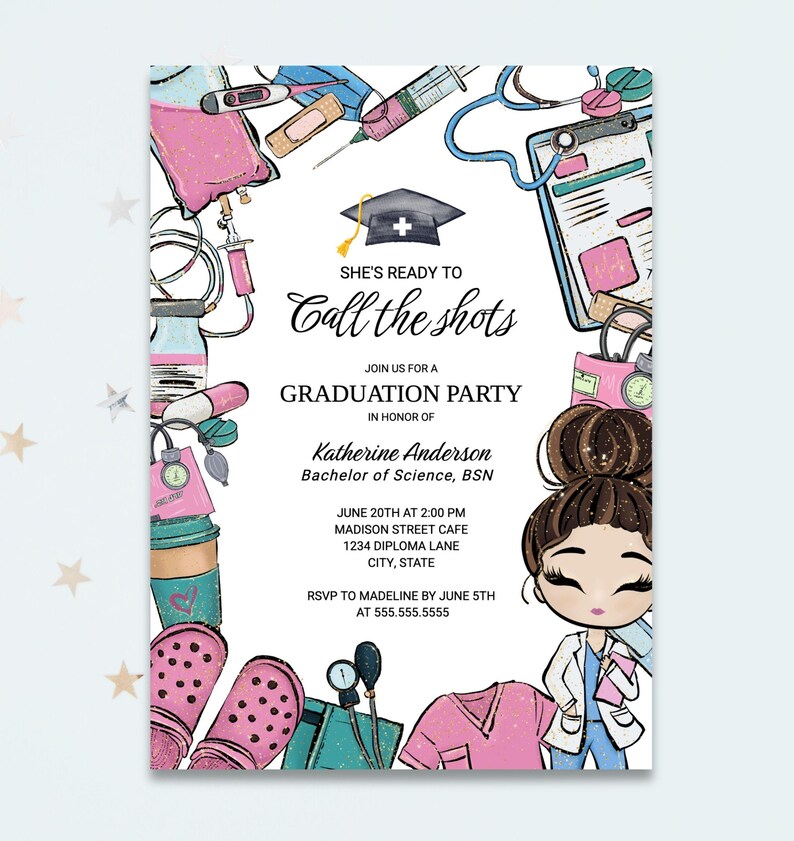 Editable Nurse Graduation Invitation, Ready to Call Shots Nursing ...