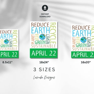 Earth Day Poster, Earth Day Printable Wall Art, Earth Day School ...