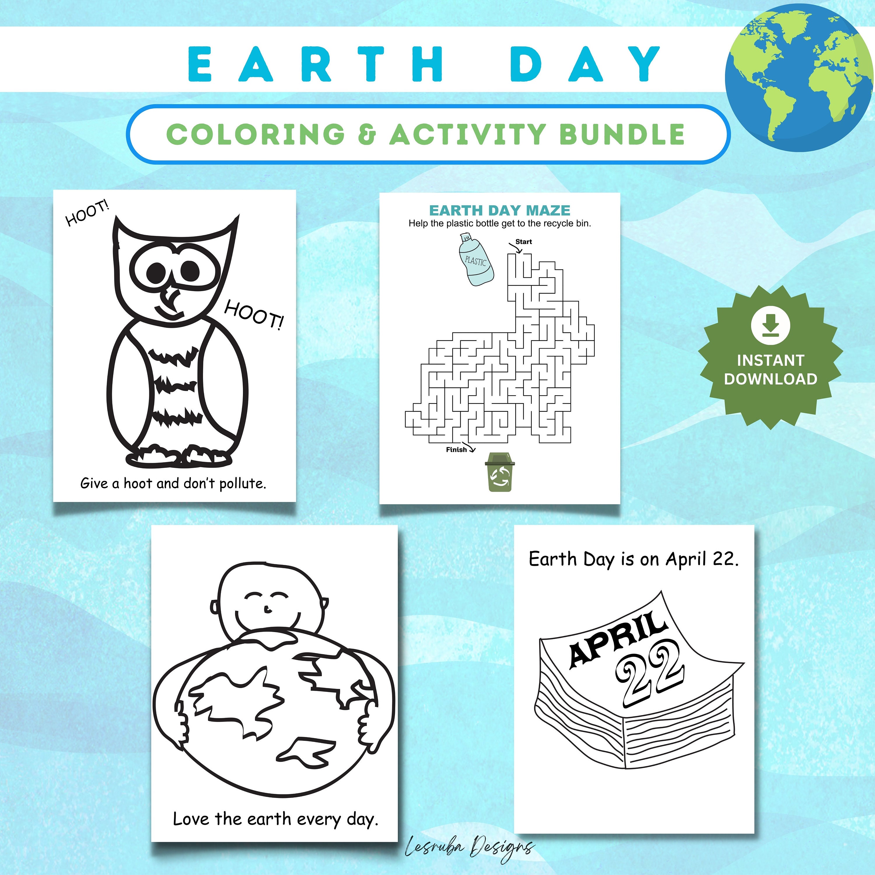 Earth Day Coloring Pages, Kids Earth Day Color Sheets, Earth Day ...