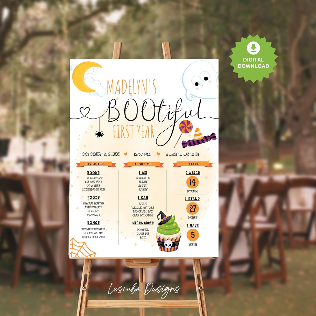Halloween Baby Milestone Sign, Spooky One Milestone Poster, First Year ...