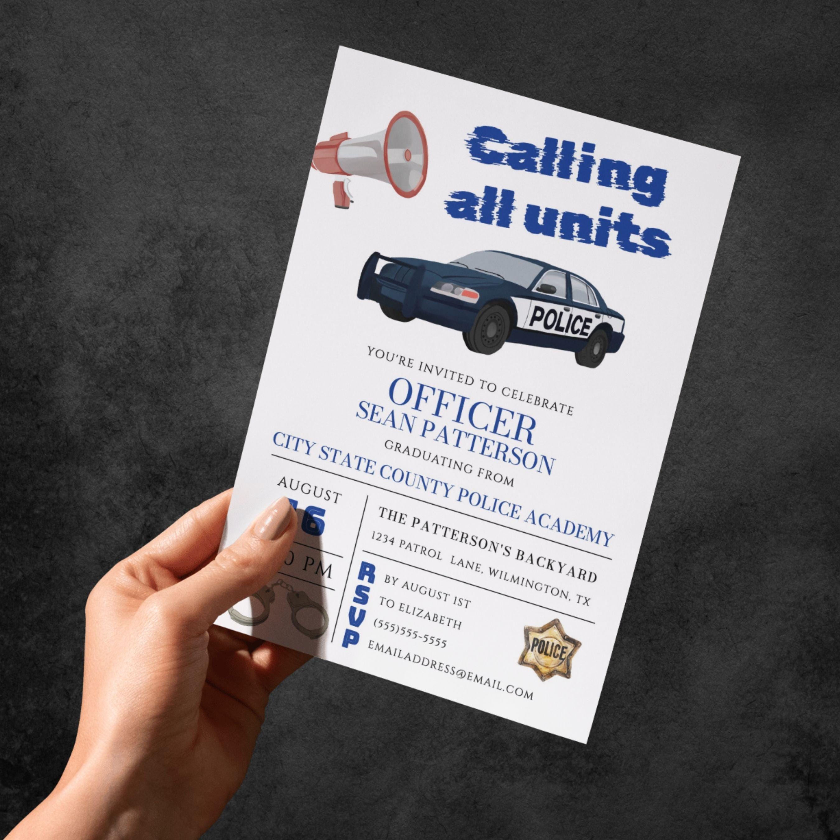 Police Graduation Party Invitation, Cop Academy Grad Invitation ...