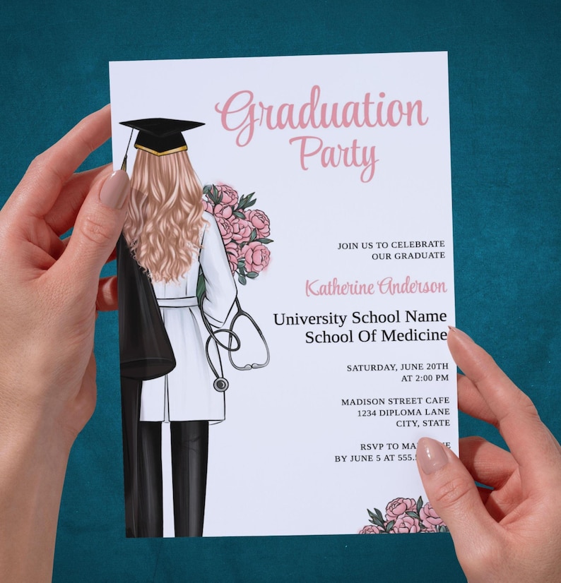 Medical School Graduation Invitation, Nurse Graduation Invitation, BSN ...