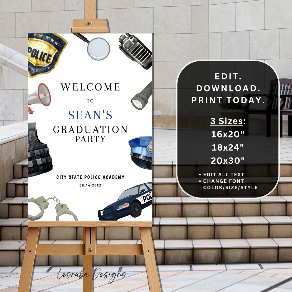 Police Graduation Welcome Sign, Police Academy Grad Party Poster ...
