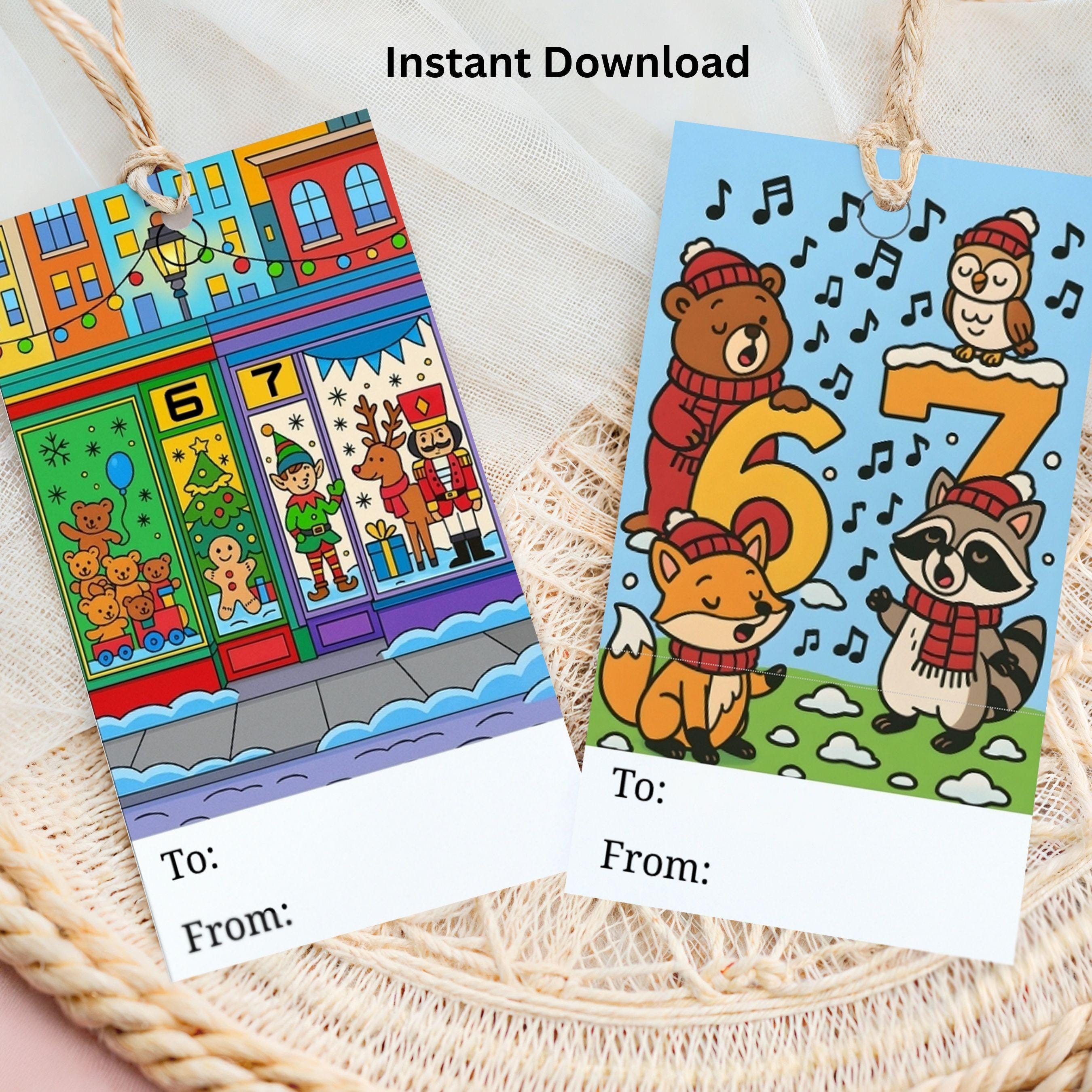6 7 Holiday Gift Tags, Student Classroom Christmas 6-7 Favor Tags ...