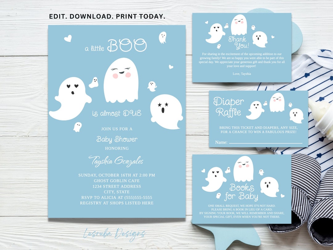 Boo Baby Shower Invitation Set, Boy Halloween Baby Shower Invite ...