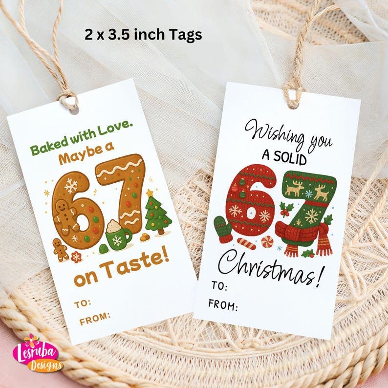 6-7 Christmas Gift Tag Set, Six Seven Holiday Tags, Instant Download ...