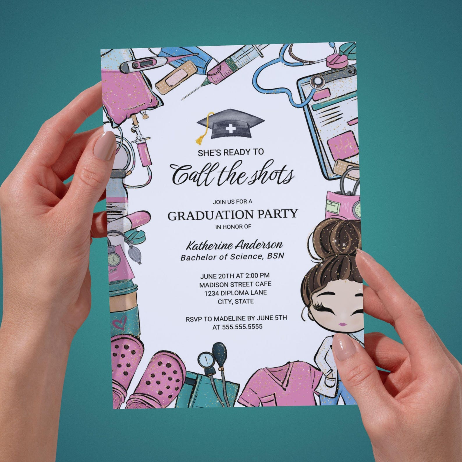 Editable Nurse Graduation Invitation, Ready to Call Shots Nursing ...