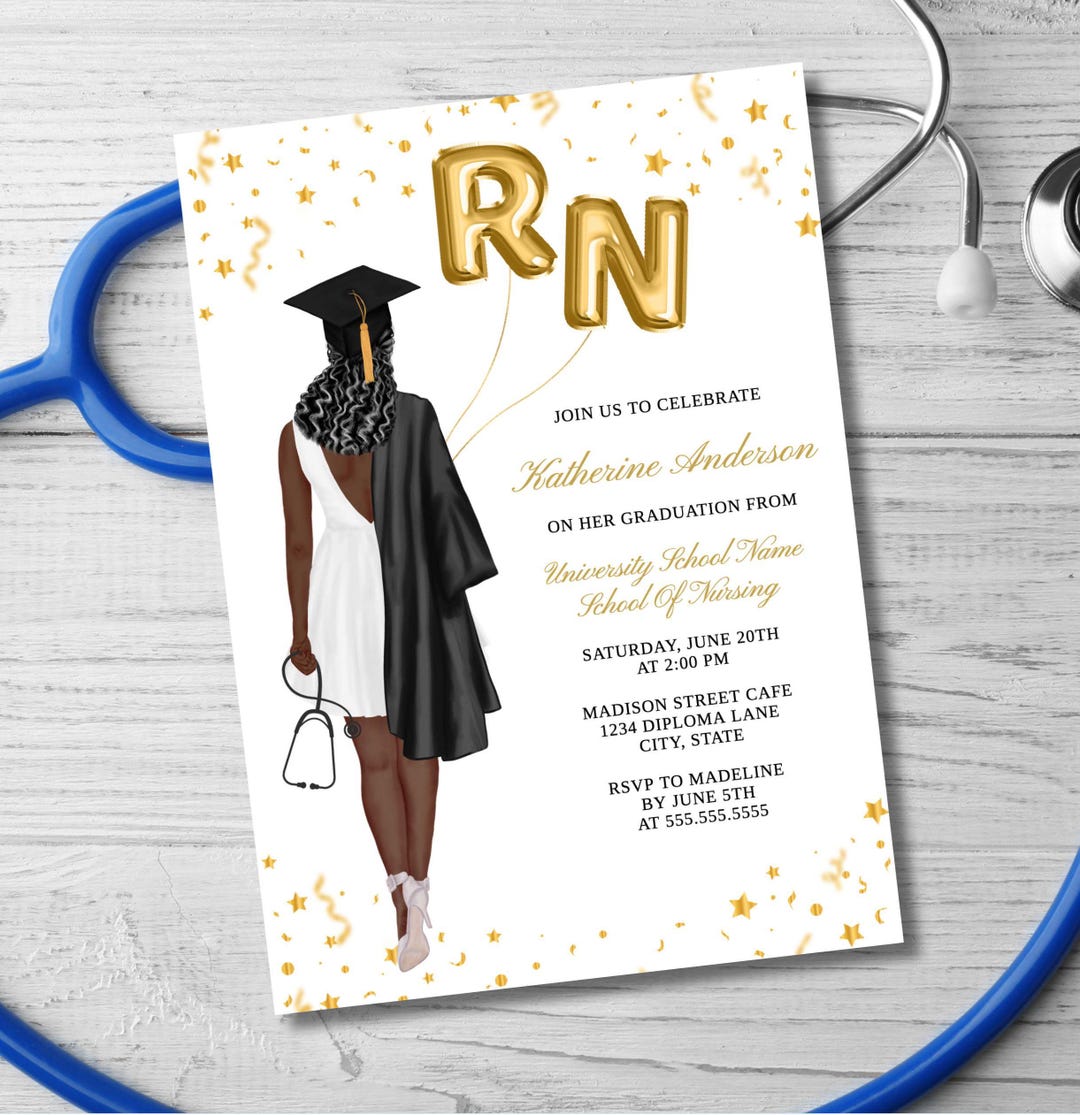 African American Nurse Graduation Invitation, Nursing Graduation ...