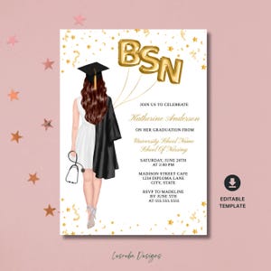 Nurse Graduation Invitation, BSN Graduation Invitation, Nursing Degree ...