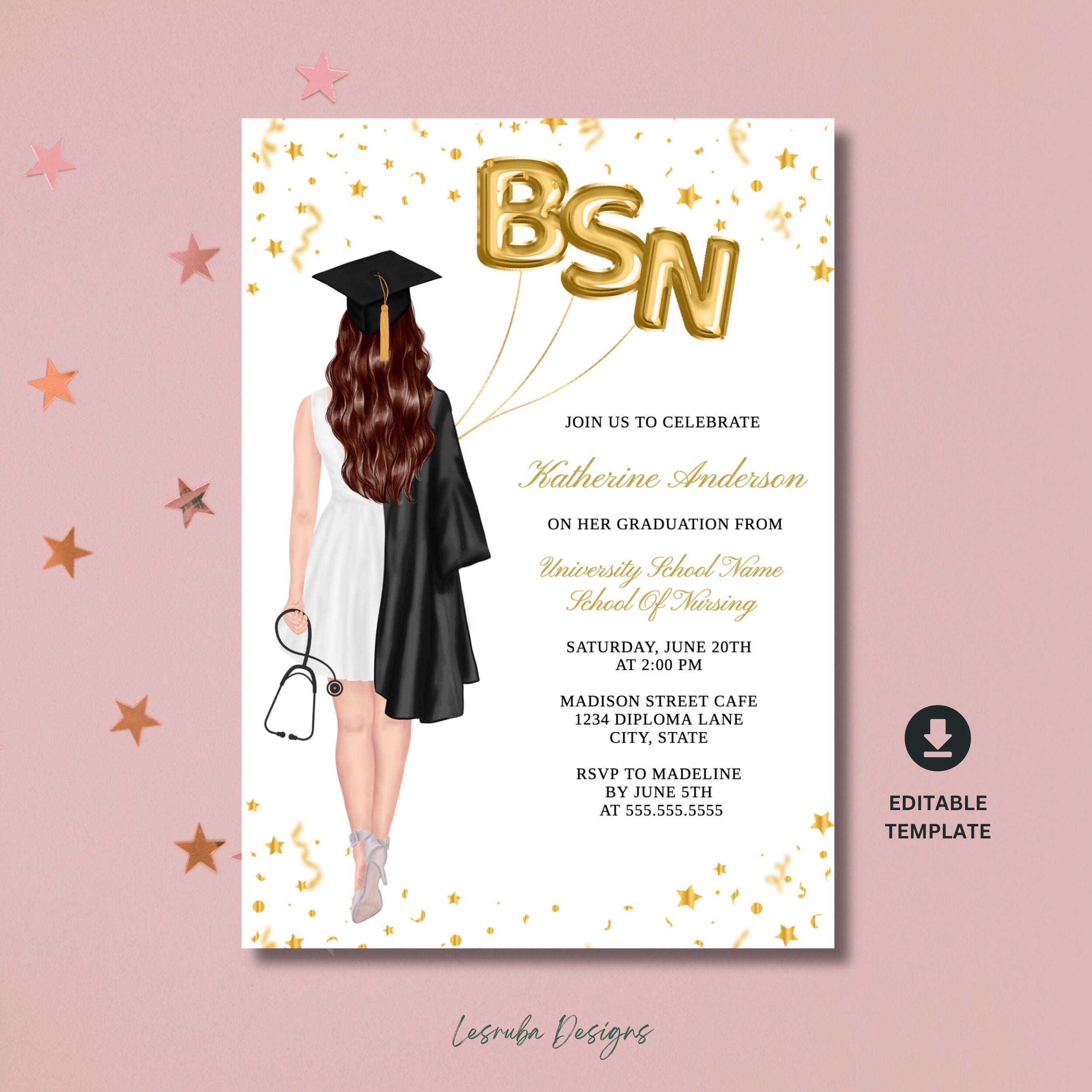 Nurse Graduation Invitation, BSN Graduation Invitation, Nursing Degree ...