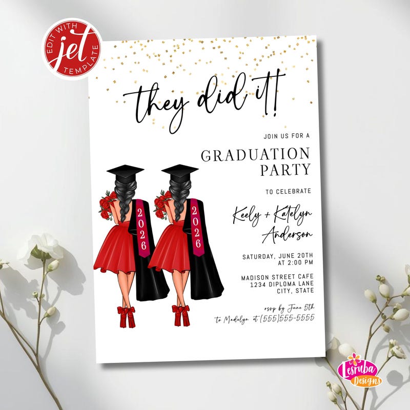 Graduation Invitations For Twins