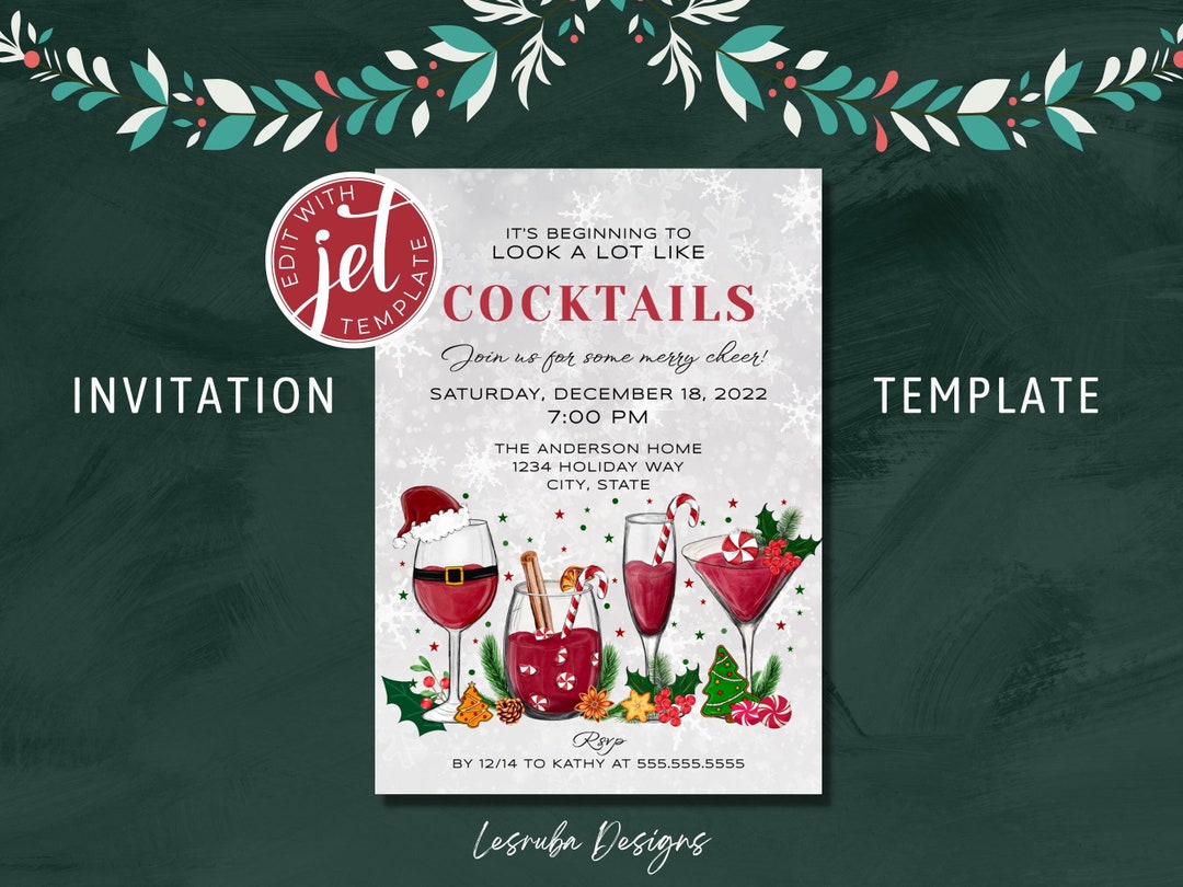 Christmas Cocktail Party Invitation, Christmas Invitation, Holiday ...