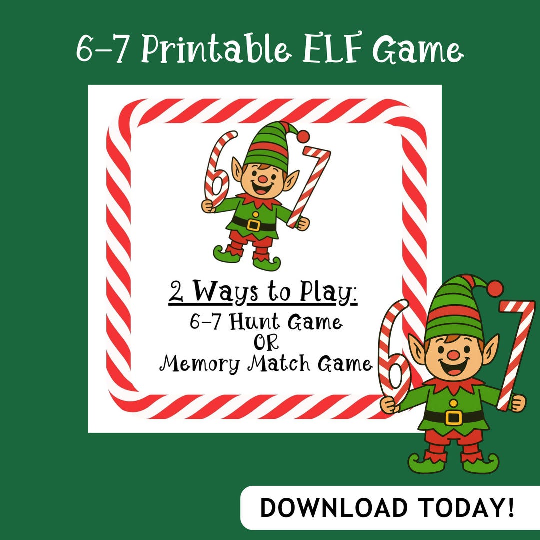 Elf Hunt Game, Printable Elf Memory Match Game, Six Seven Kids Holiday ...