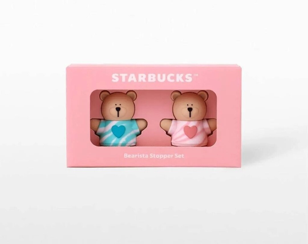 Starbucks Bearista Stopper Cold Cup Set Valentine Day Love Heart 2024 ...