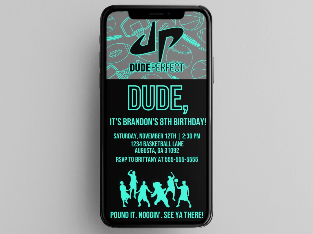 Dude Perfect E-invitation, Dude Perfect Birthday, Dude Perfect Party ...