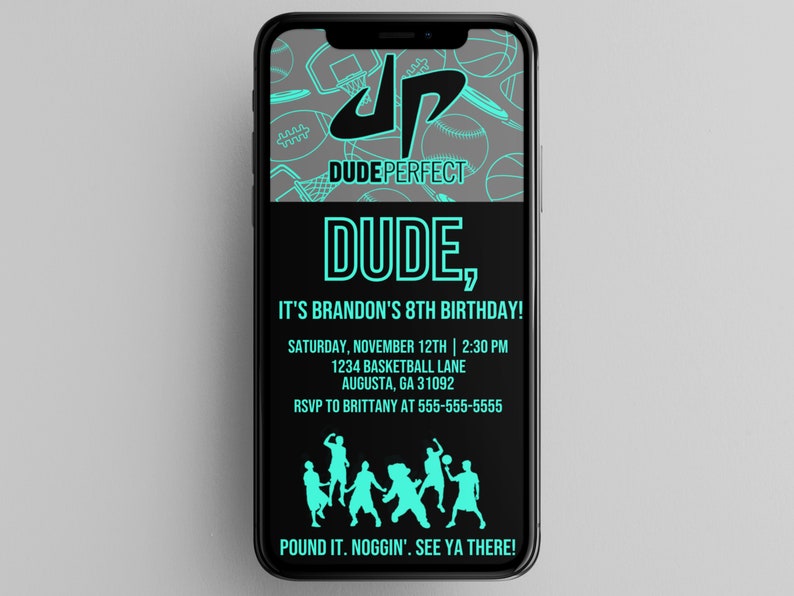 Dude Perfect E-invitation, Dude Perfect Birthday, Dude Perfect Party ...