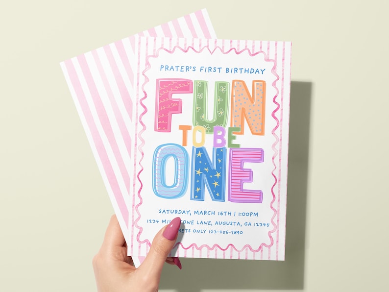 One is Fun Birthday Invitation | Fun to Be One Invite | Digital ...