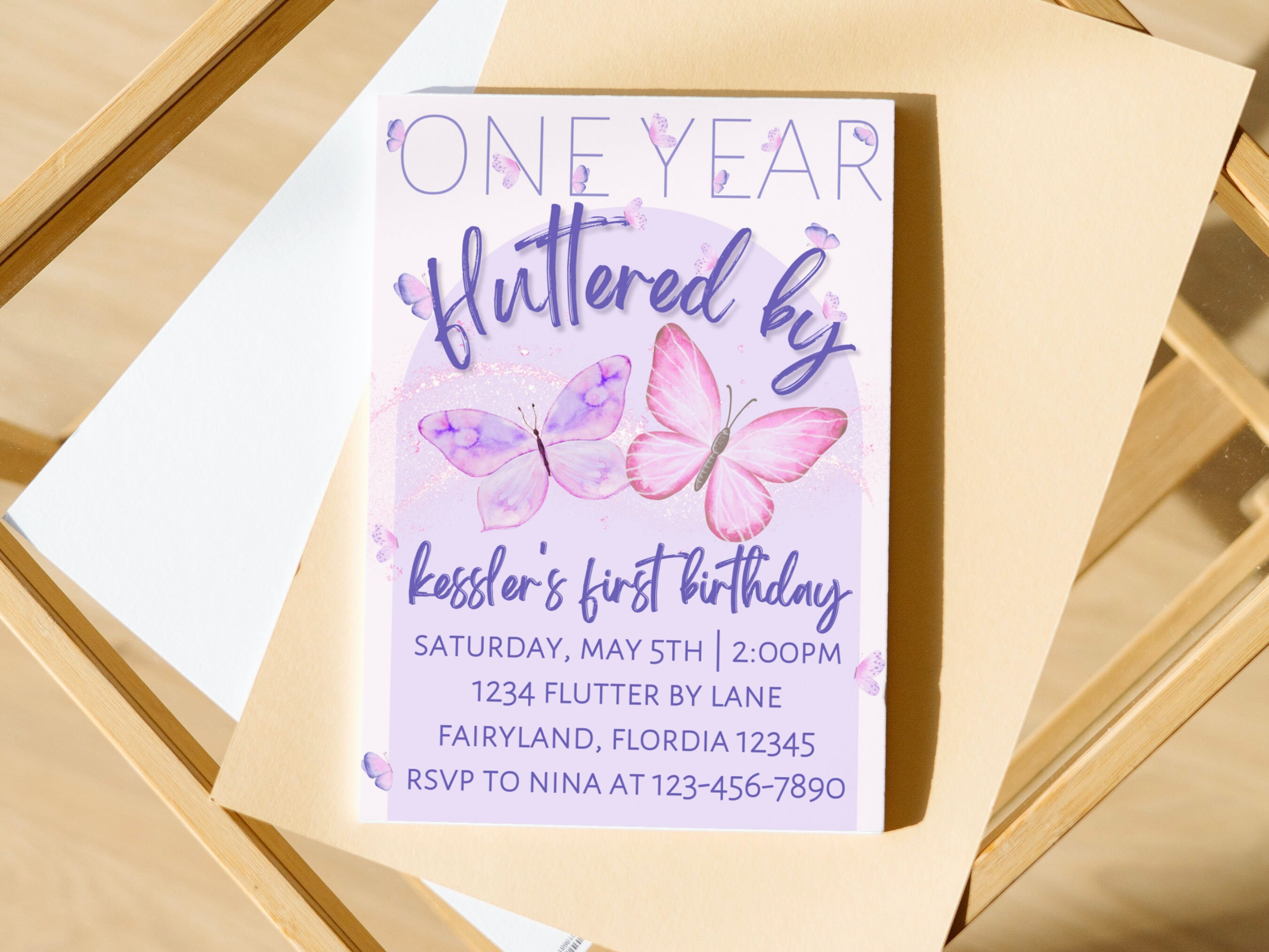 One Year Fluttered by Birthday Invitation, Butterfly First Birthday ...