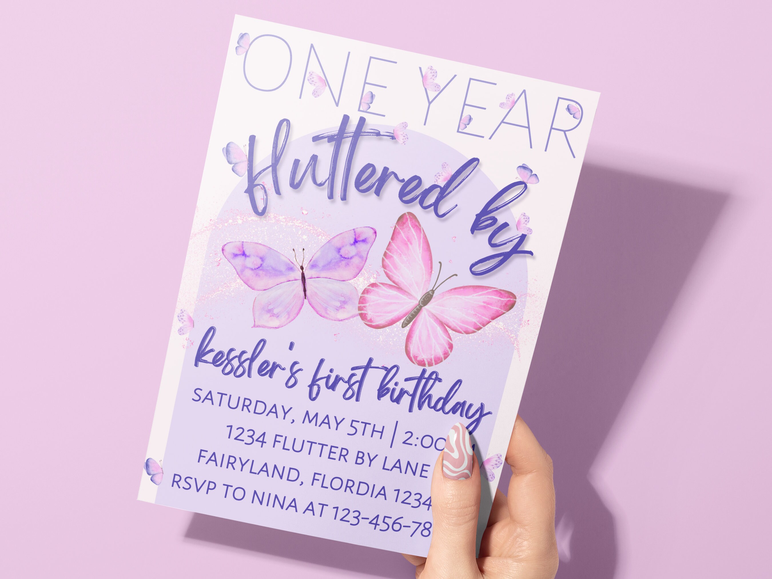 One Year Fluttered by Birthday Invitation Butterfly First - Etsy