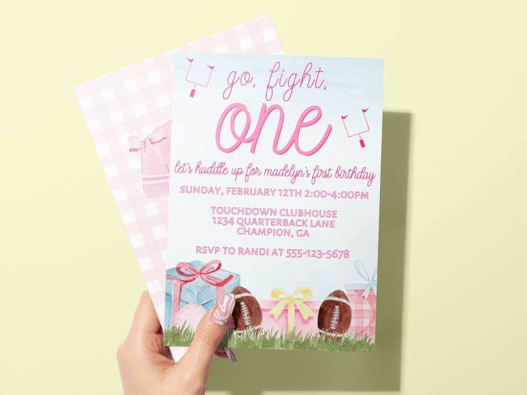 Girls Football Birthday Invitation: Pink Superbowl Party (digital ...
