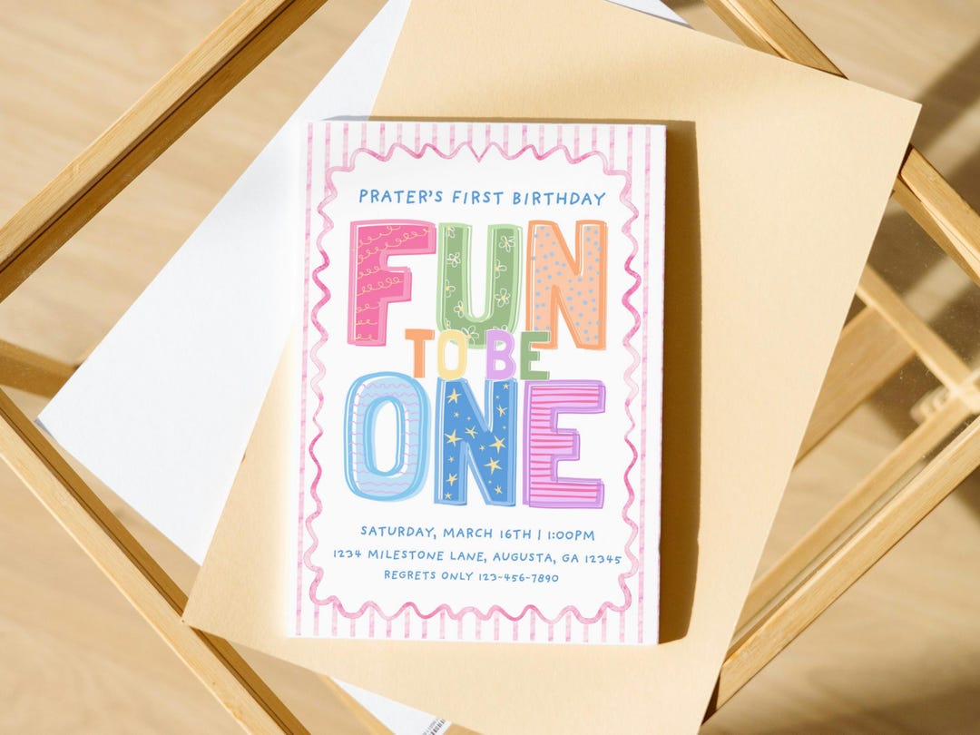 One is Fun Birthday Invitation | Fun to Be One Invite | Digital ...