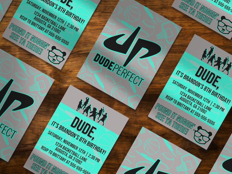 Dude Perfect Invitation, Dude Perfect Birthday, Dude Perfect Party ...