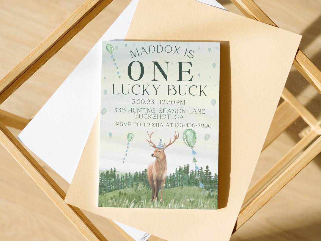 The Big One Birthday Invitation, Deer Hunting First Birthday Invite ...